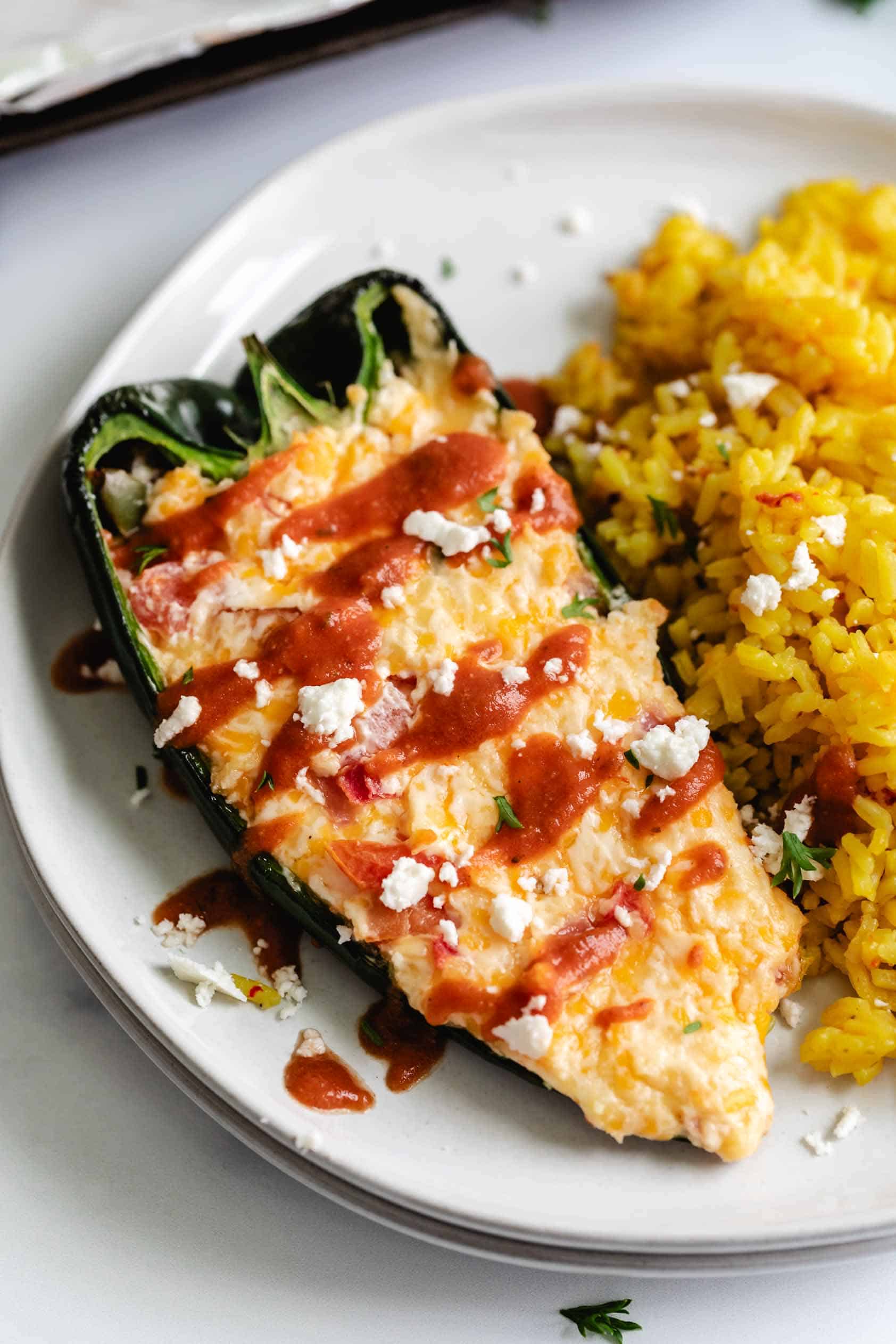 Cheese Stuffed Poblano Peppers (Chile Relleno Variation)