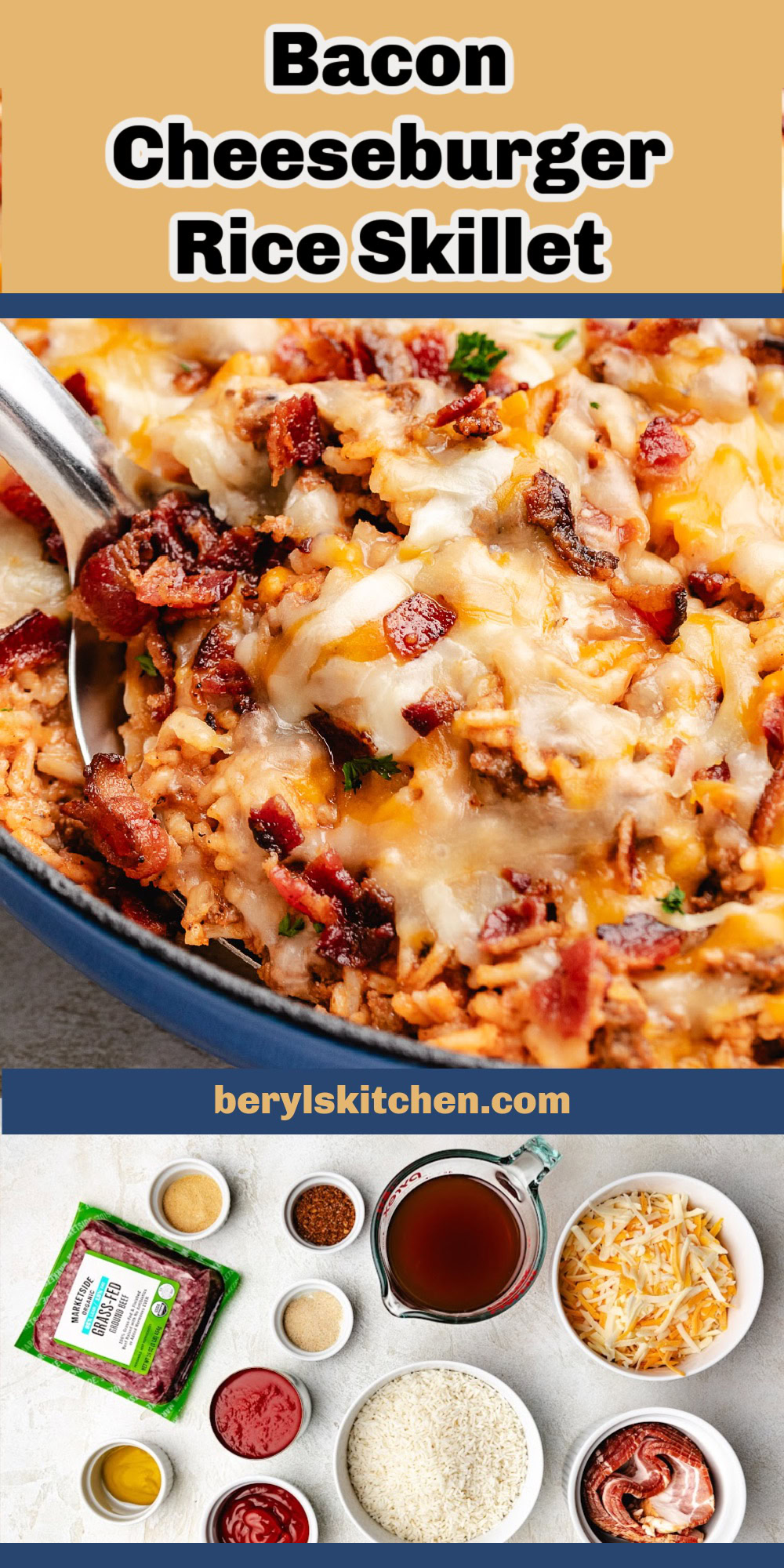 One Pan Bacon Cheeseburger Rice Skillet
