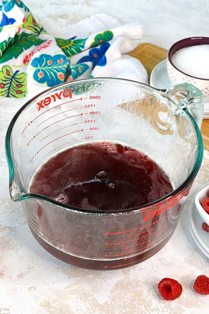 Raspberry Simple Syrup (using Frozen Raspberries)