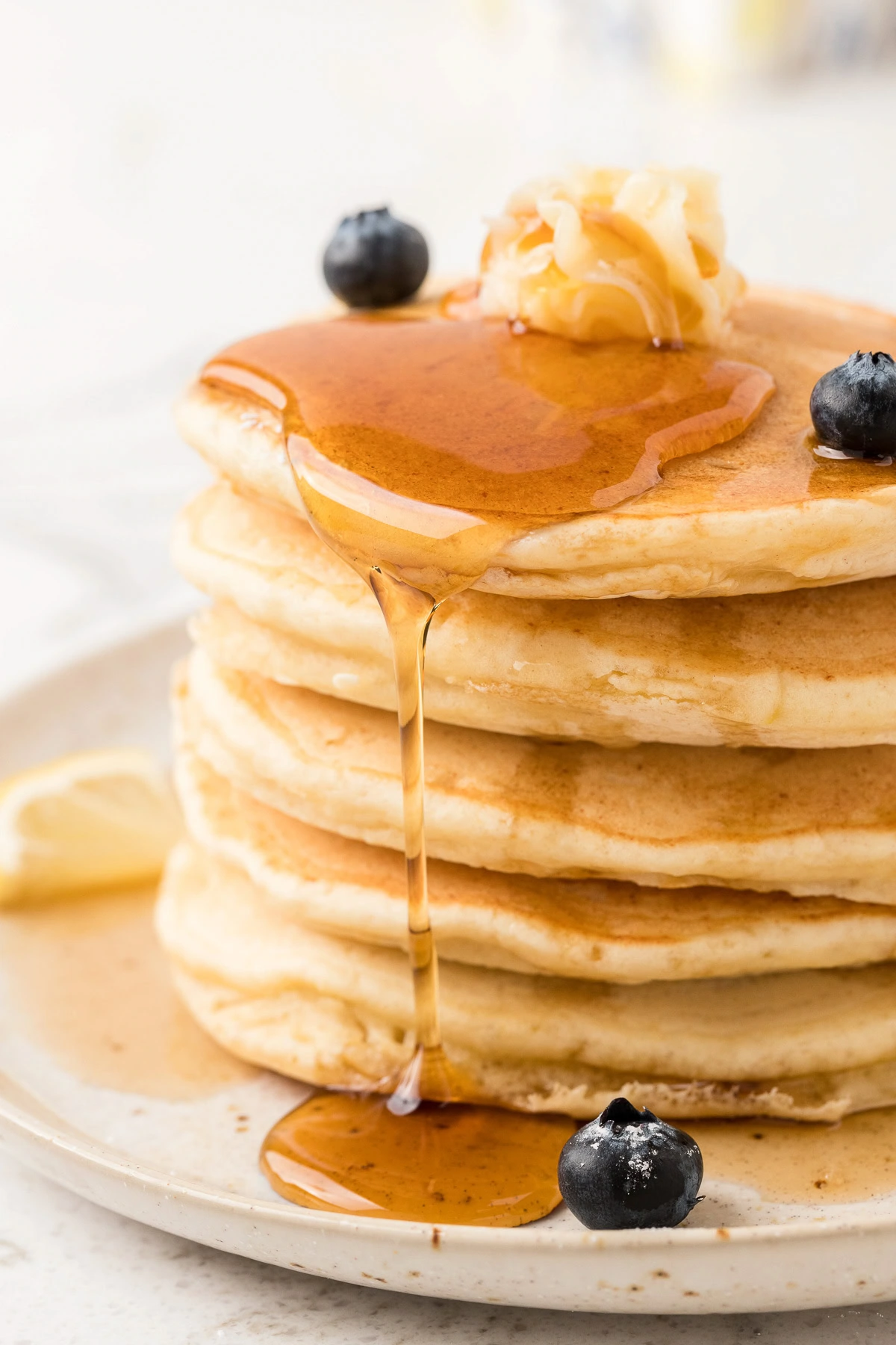 Fluffy Lemon Ricotta Pancakes with Honey Butter